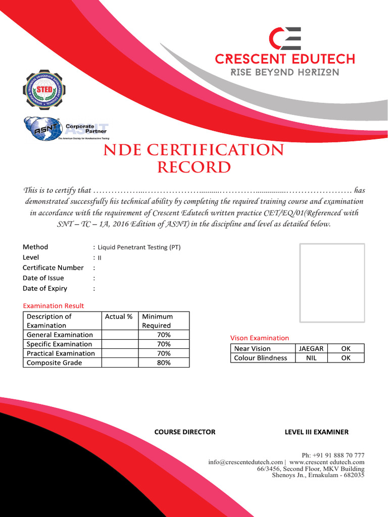 Certificate | PDF | Nondestructive Testing | Mechanical Engineering