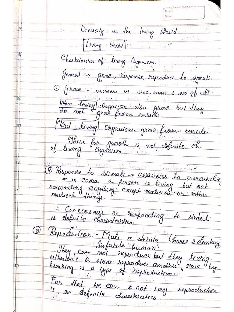 Biology, Chapter 1, Class 11 | PDF