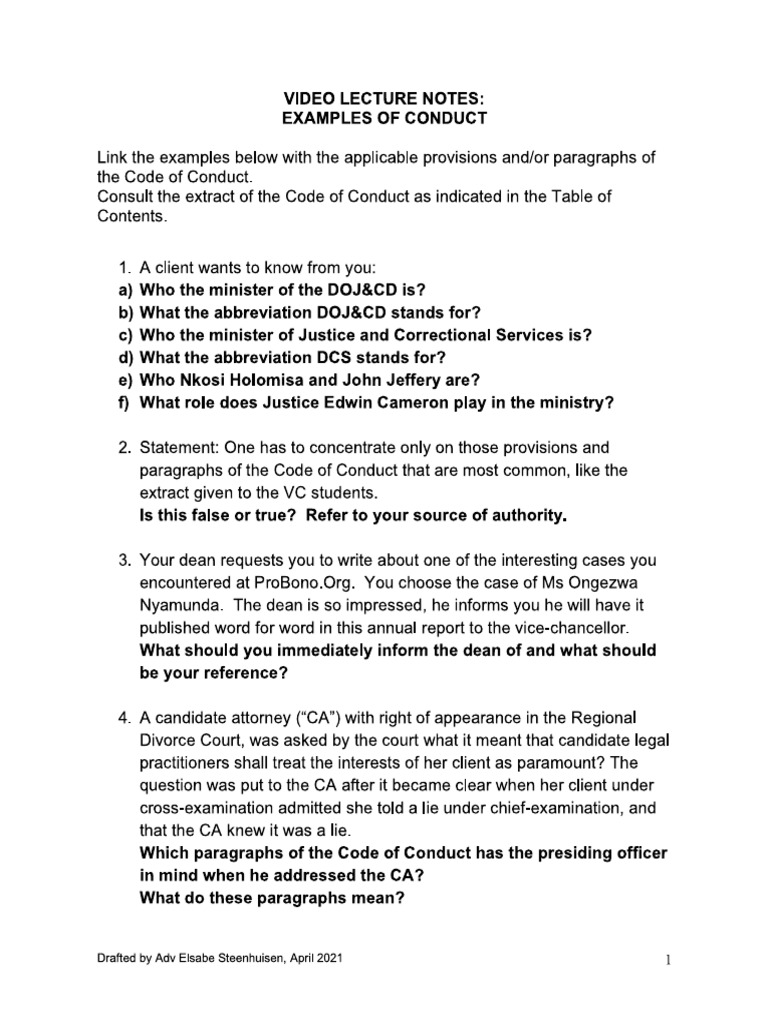 Examples of Conduct Lecture | PDF