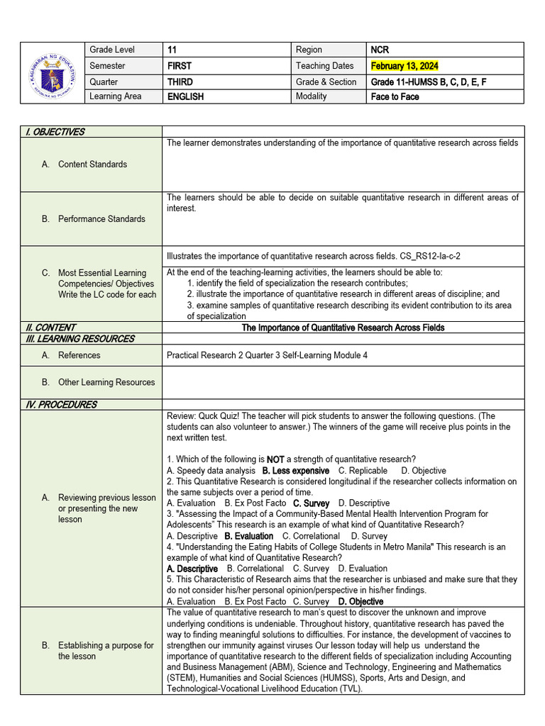WEEK 2 0213 Importance of Quanti | PDF | Learning | Science