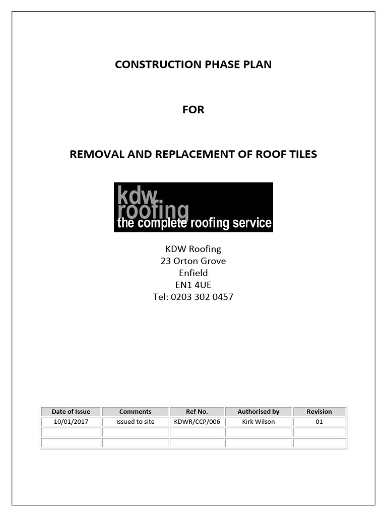 Roof Tile Replacement Safety Plan | PDF | Personal Protective Equipment ...