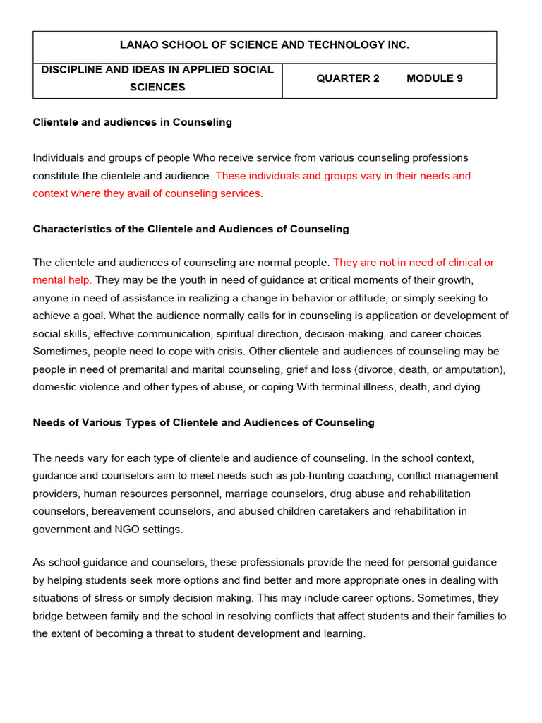 Discipline and Ideas Module 9 | PDF | Counseling Psychology | Drug ...