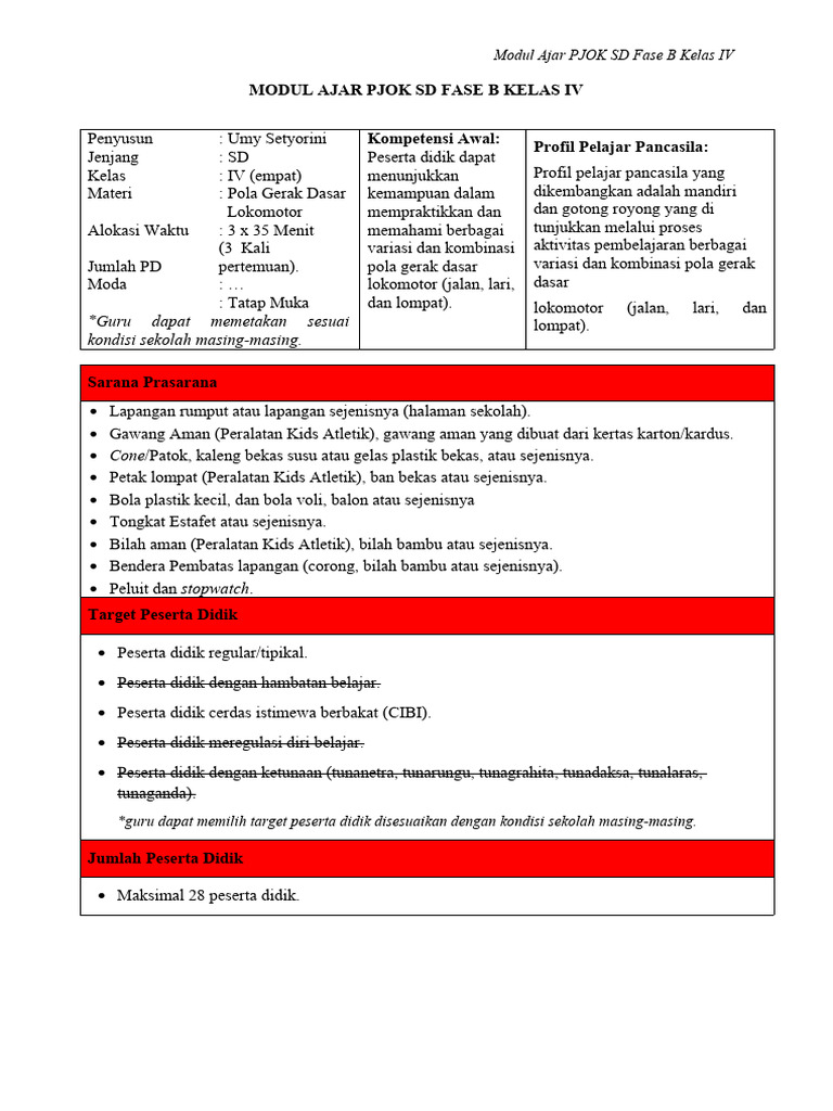 MA PJOK - SD - Pola Gerak Dasar Lokomotor - Fase B - Kelas 4 | PDF MA PJOK - SD - Pola Gerak Dasar Lokomotor - Fase B - Kelas 4 | PDF