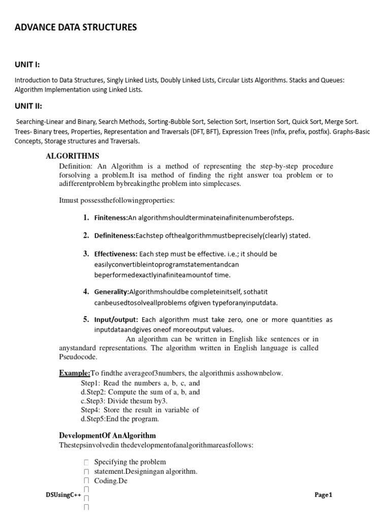 Advance Data Structures Notes-R23 | PDF | Time Complexity | Queue ...