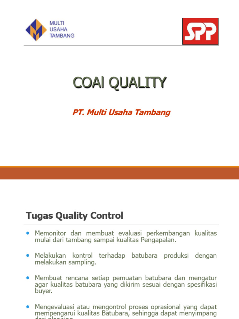 MUT-SPP Coal Quality | PDF | Teknologi & Rekayasa