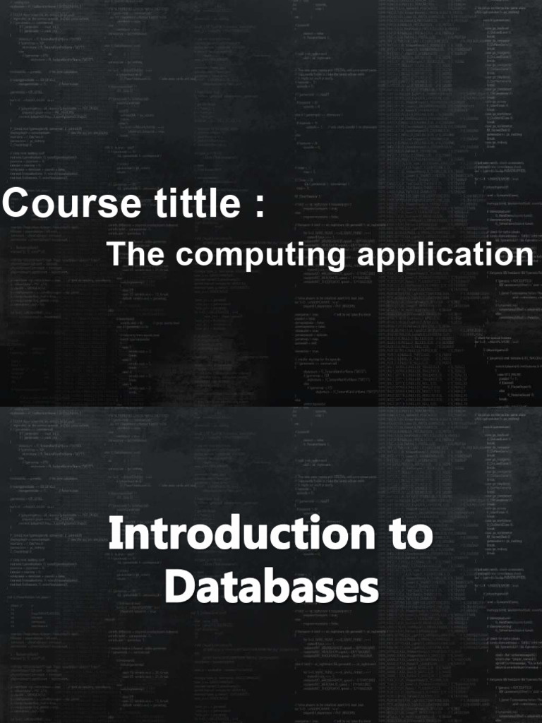 Lecture 13 Database | PDF | Relational Database | Databases Lecture 13 Database | PDF | Relational Database | Databases