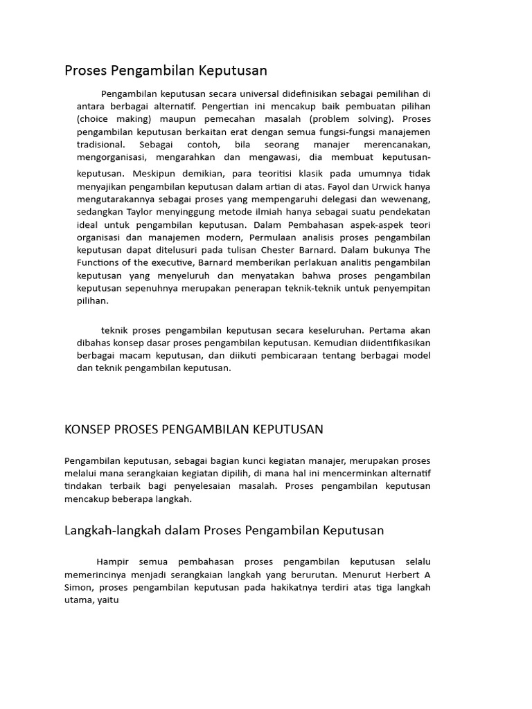 Proses Pengambilan Keputusan | PDF
