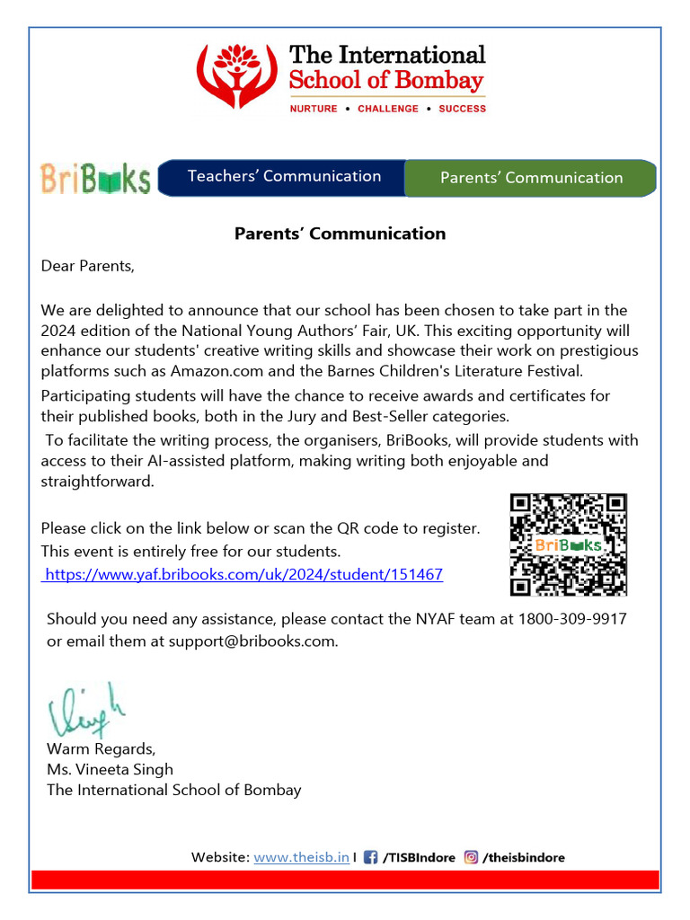 BriBooks Letter 2024-25 | PDF