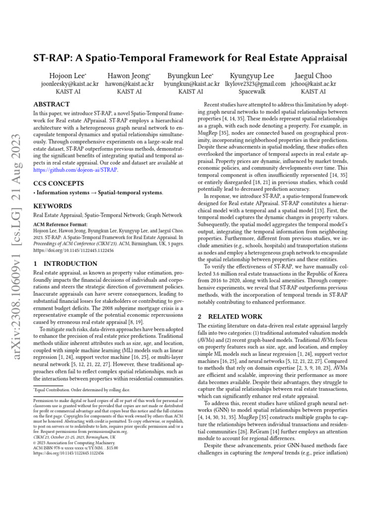 ST-RAP A Spatio-Temporal Framework For Real Estate | PDF | Real Estate ...