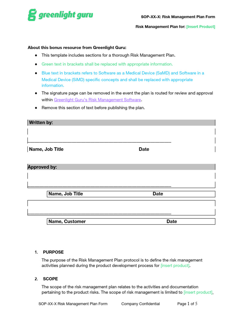 Risk Management Plan Pdf Risk Management Risk