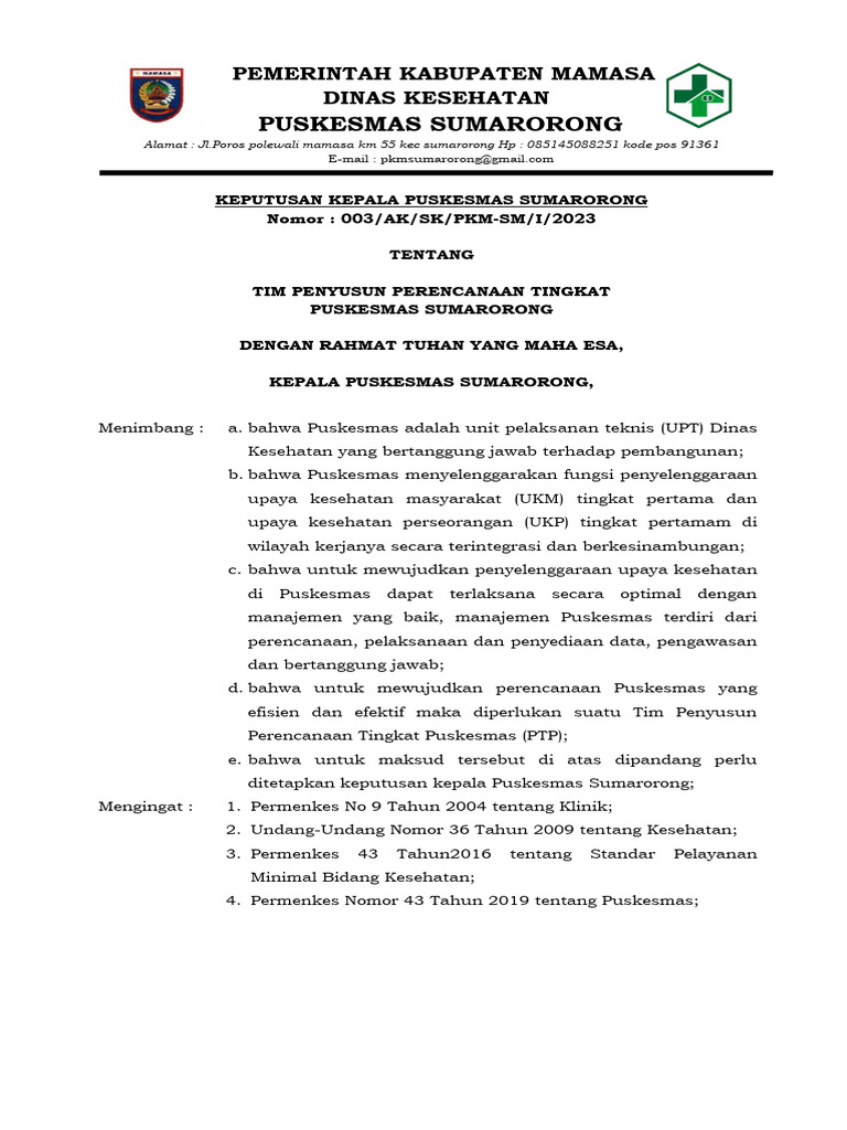 SK 003 Tim PTP 2023 | PDF