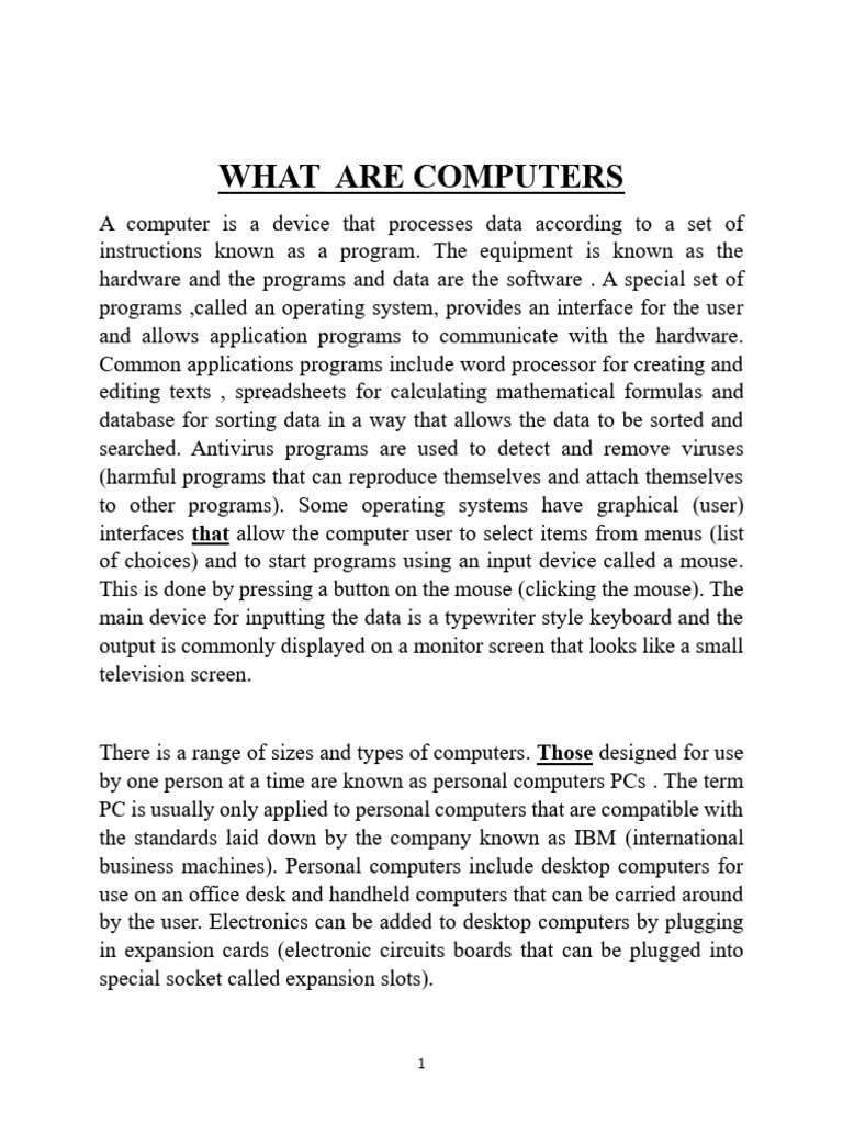 ICT 1st-Passage 1 | PDF | Personal Computers | Computer Hardware