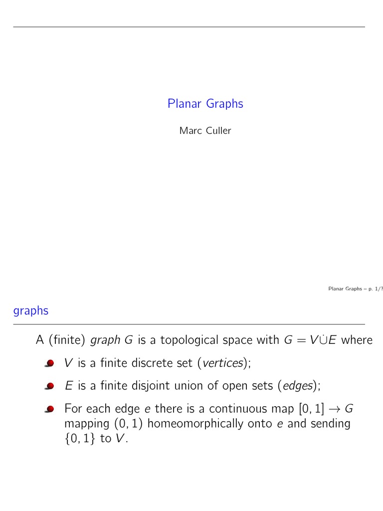 Planar Graphs: Marc Culler | PDF