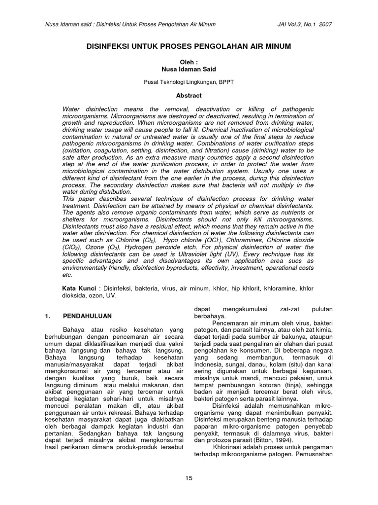 Disinfeksi Untuk Proses Pengolahan Air M Fd31e57d | PDF
