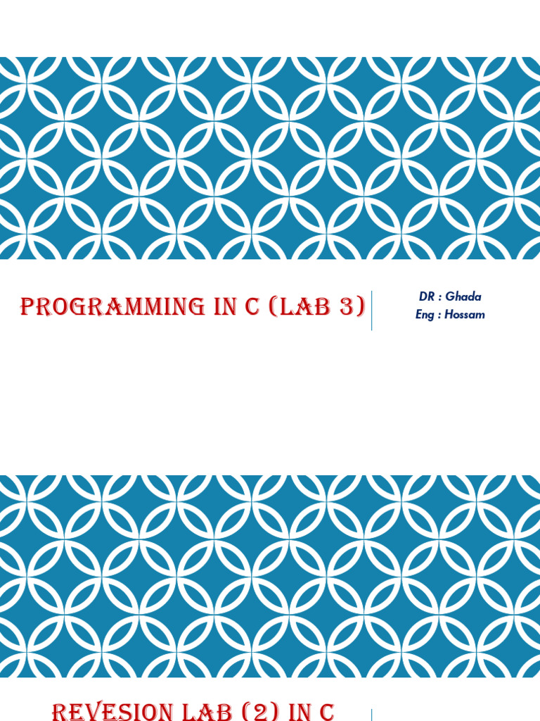 Programming in C (Lab 3) : DR: Ghada Eng: Hossam | PDF | Control Flow ... Programming in C (Lab 3) : DR: Ghada Eng: Hossam | PDF | Control Flow ...