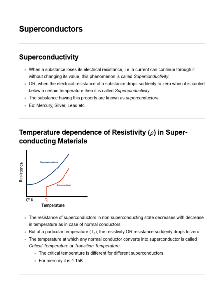 Superconductivity | PDF | Superconductivity | Electrical Resistivity And Conductivity