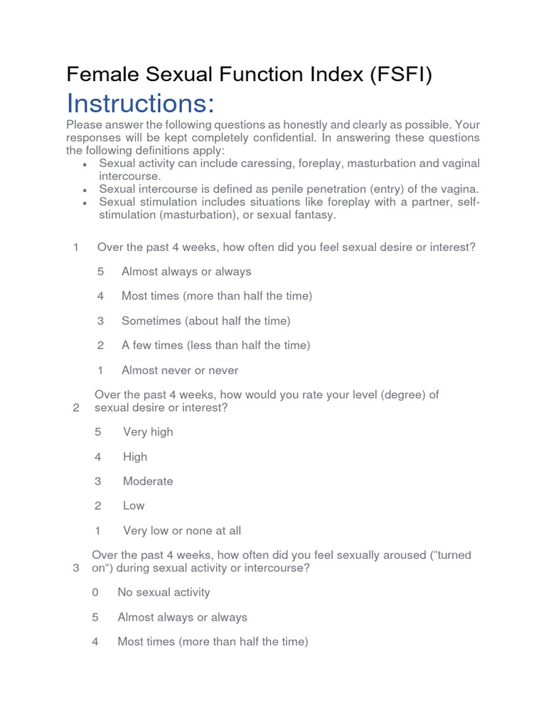 Female Sexual Function Index | PDF | Sexual Intercourse | Orgasm