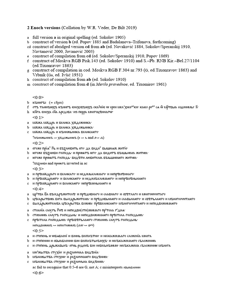 Slavonic Book of Enoch, Enoch 2 (versions) | PDF