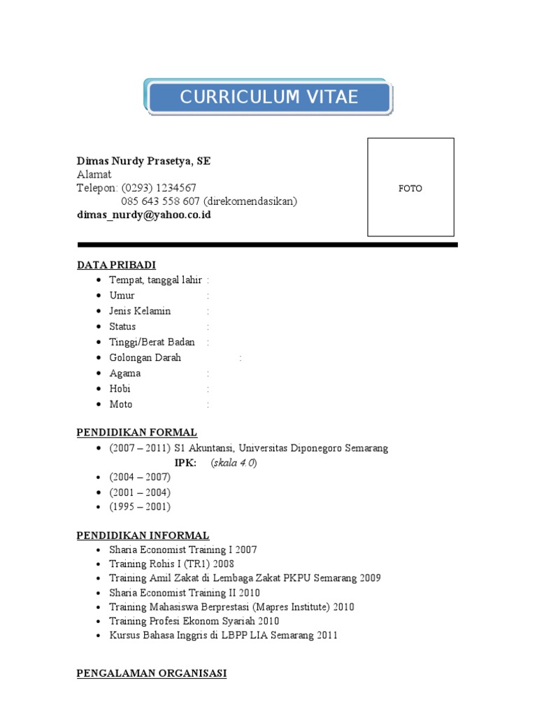 Form Kosong CV | PDF | Karier & Perkembangan