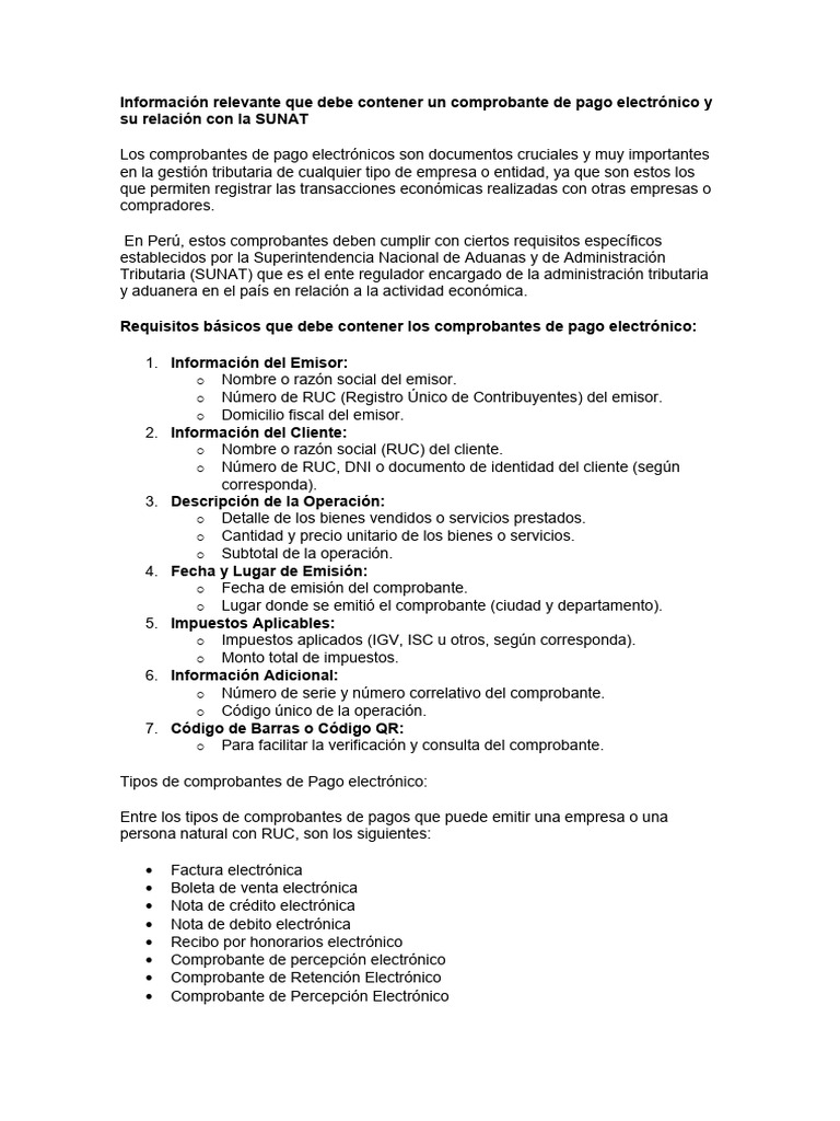 Información Que Debe Contener Un Comprobante de Pago | PDF | Finanzas y ...