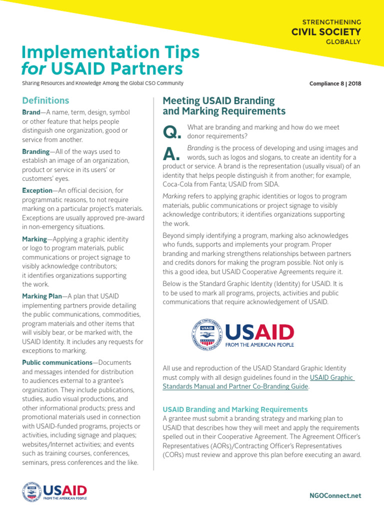 Compliance - Meeting USAID Branding and Marking Requirements | PDF ...