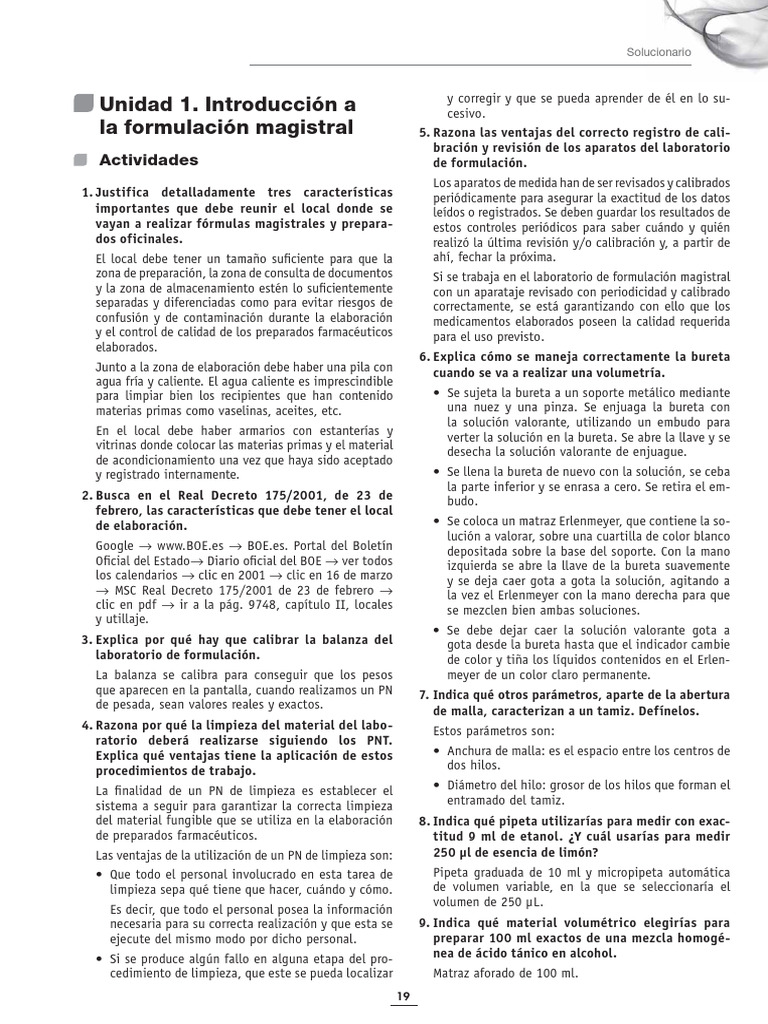 Unidad 1. Introducción A La Formulación Magistral | PDF | Farmacia | Medicamentos con receta