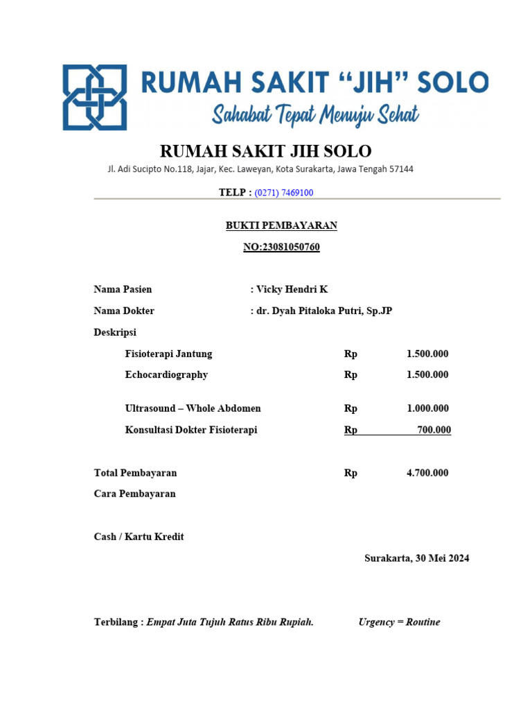 Dokumen - Tips Contoh Bukti Pembayaran Rumah Sakit | PDF