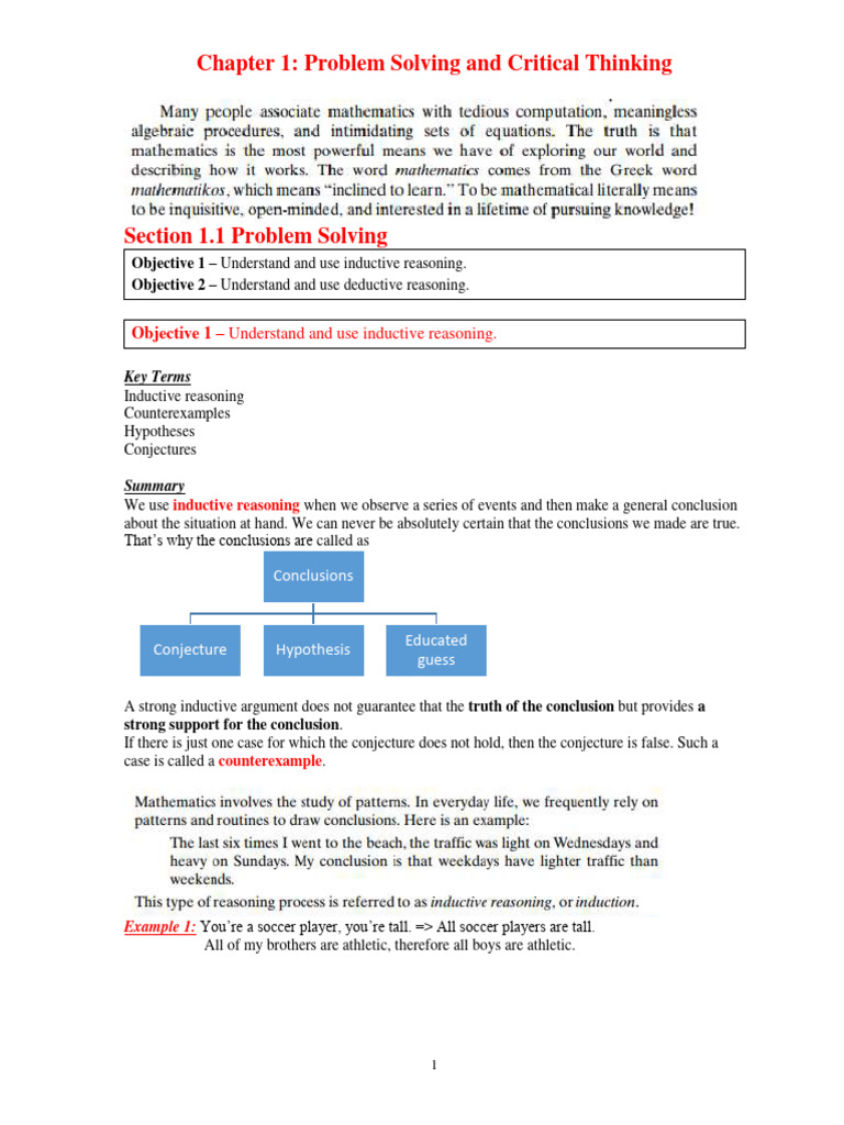 Chapter 1 Student Notes | PDF | Inductive Reasoning | Conjecture