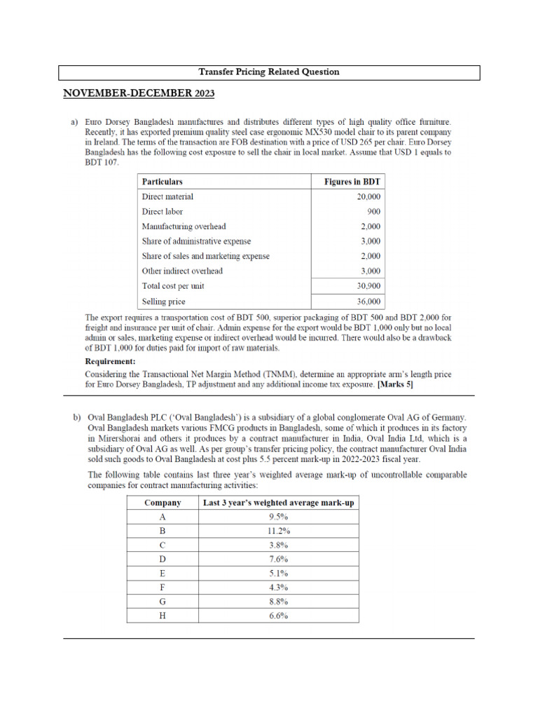 Transfer Pricing Analysis for Ariba Ltd. | PDF | Taxes | Dividend