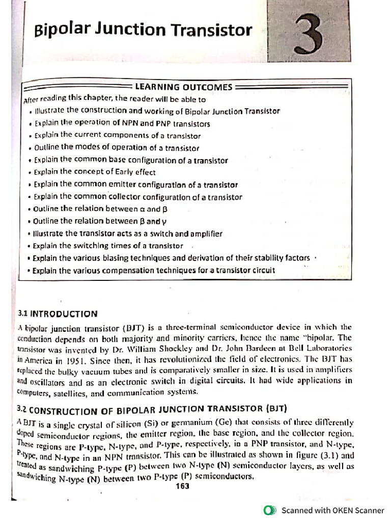EDC - Unit 3-BIPOLAR JUNCTION TRANSISTOR | PDF