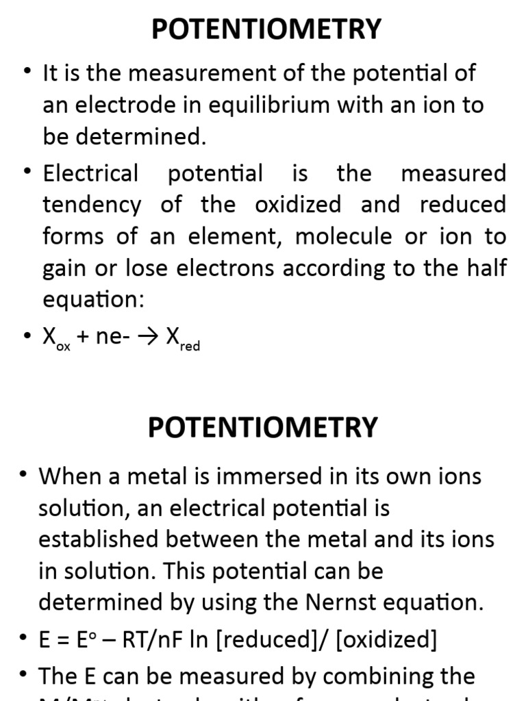 Potentiometry | PDF | Ph | Ion