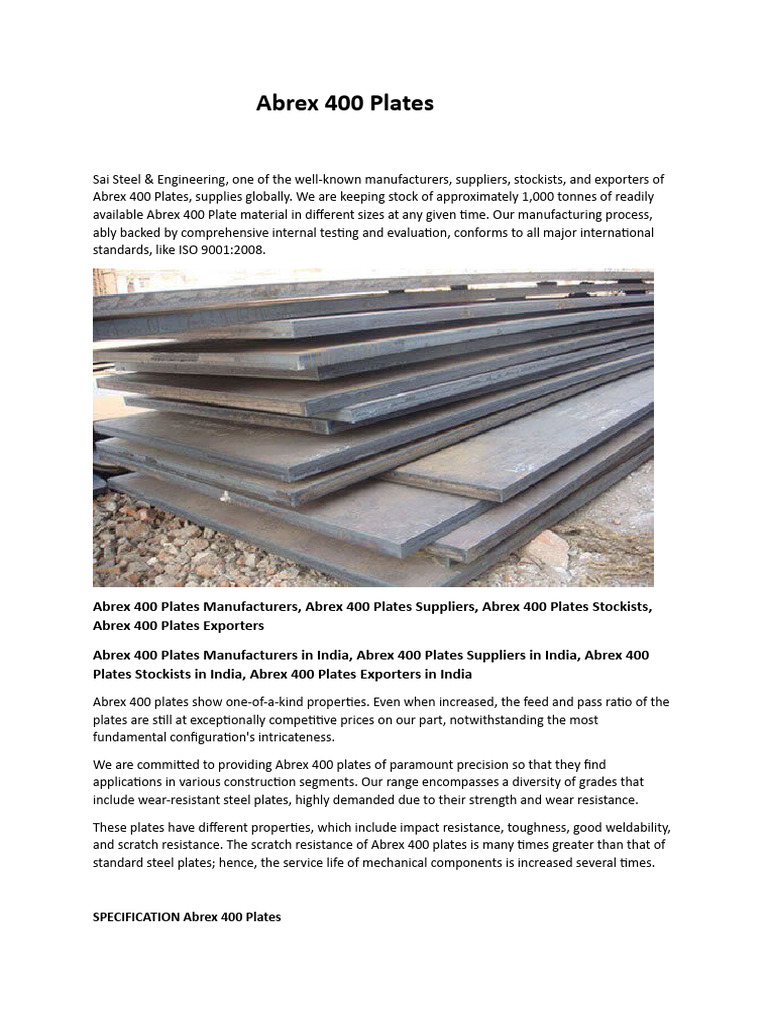 Abrex 400 Plates Manufacturers | PDF | Physical Sciences | Building ...