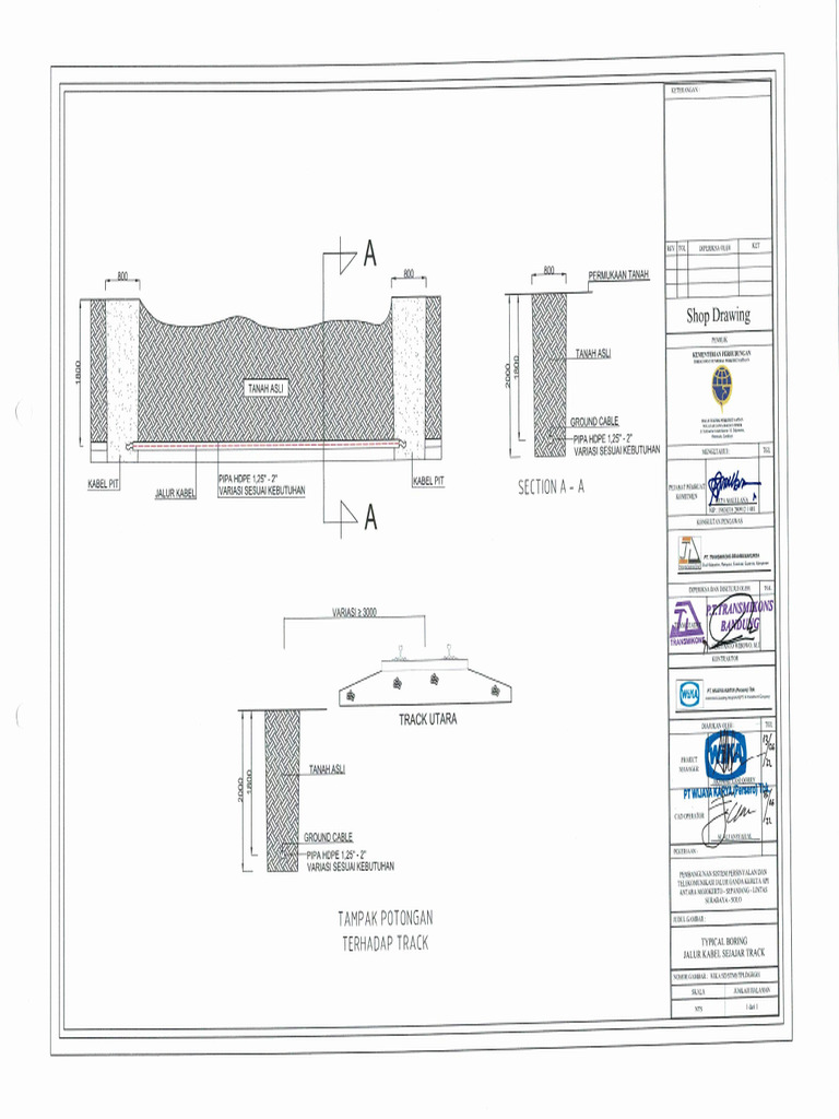Acc Satker Gambar Typical Boring Jalur Kabel Sejajar Track | PDF