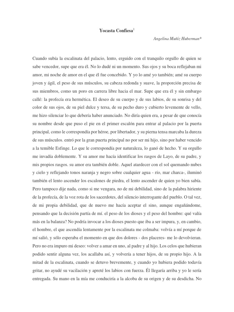 Yocasta Confiesa, Angelina Muñiz-Huberman | PDF | Amor | Las emociones