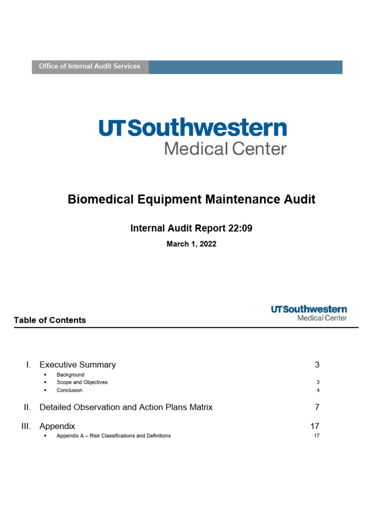 imh-biomedical-equipment-maintenance-report | PDF | Audit | Internal Audit