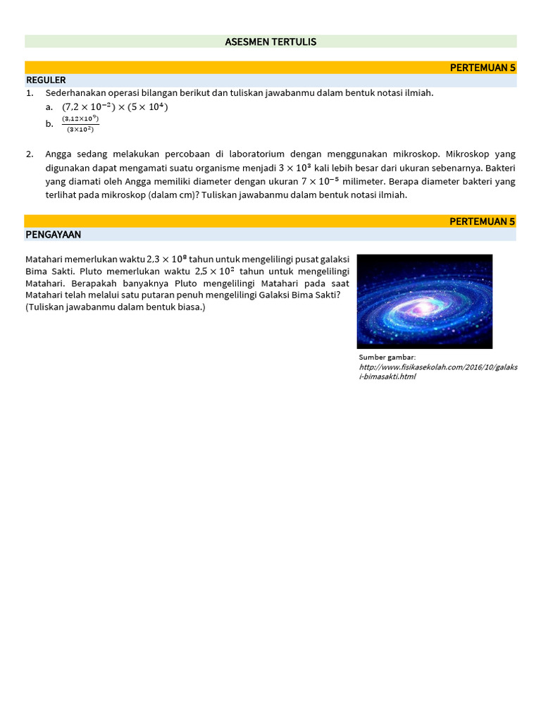 5 Asesmen - Konsep Notasi Ilmiah, Perkalian Dan Pembagian Desimal | PDF