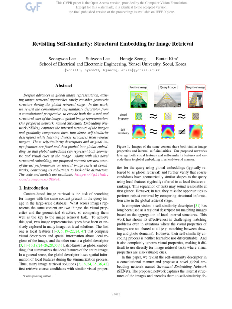 Lee Revisiting Self-Similarity Structural Embedding For Image Retrieval CVPR 2023 Paper | PDF ...