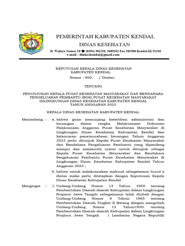 SK Kapus Dan BPP BOK TH 2023 | PDF | Pengelolaan Keuangan & Uang