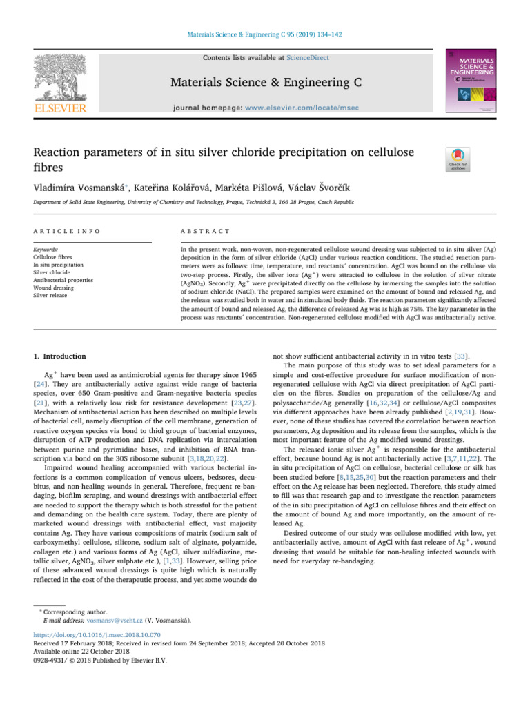 In Situ Silver Chloride on Cellulose Fibres | PDF | Silver ...