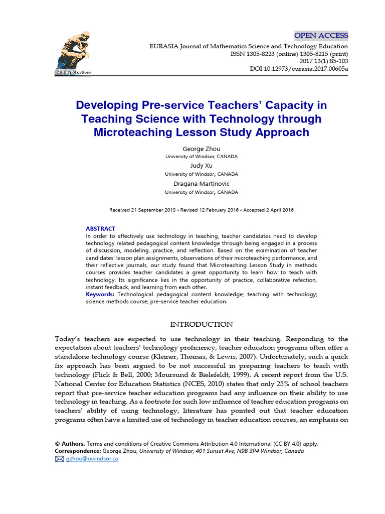 Developing Pre Service Teachers Capacity in Teaching Science With Technology Through ...