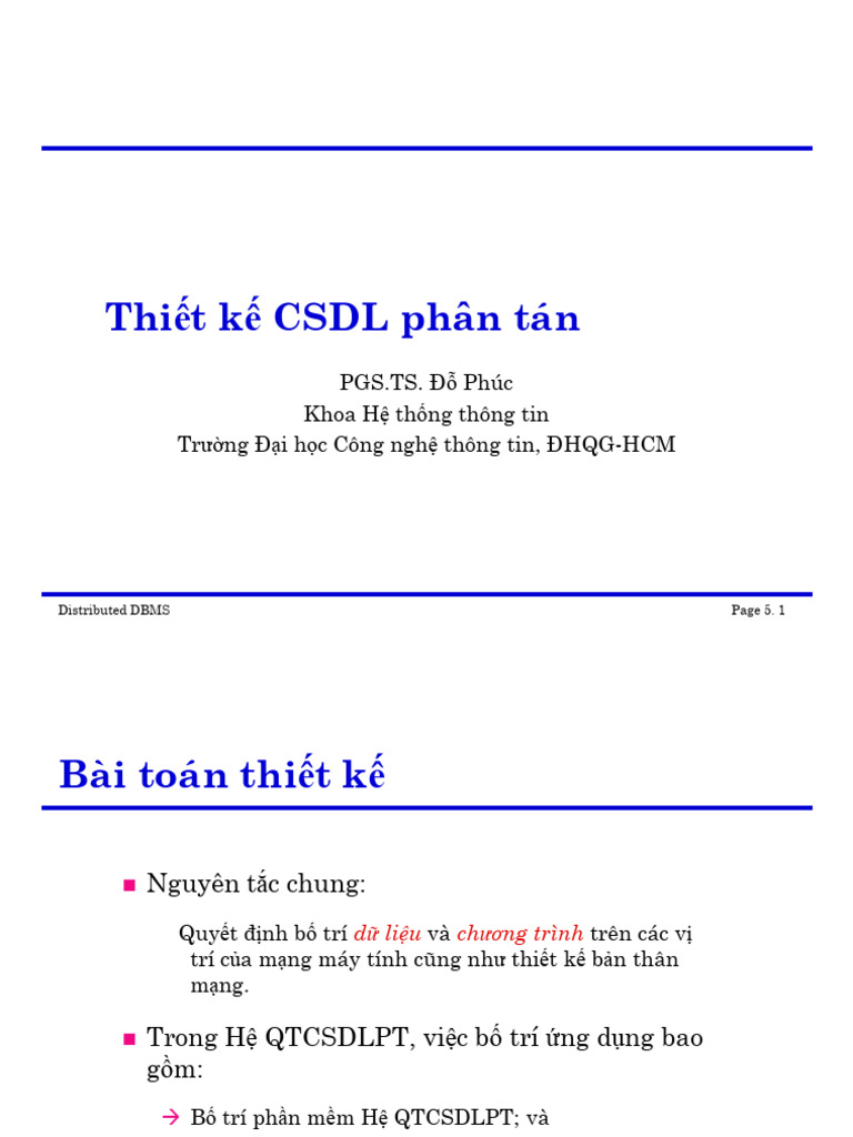 Co-So-Du-Lieu-Nang-Cao - Do-Phuc - Bai - 3 - Thietke - CSDLPT - (Cuuduongthancong - Com) | PDF