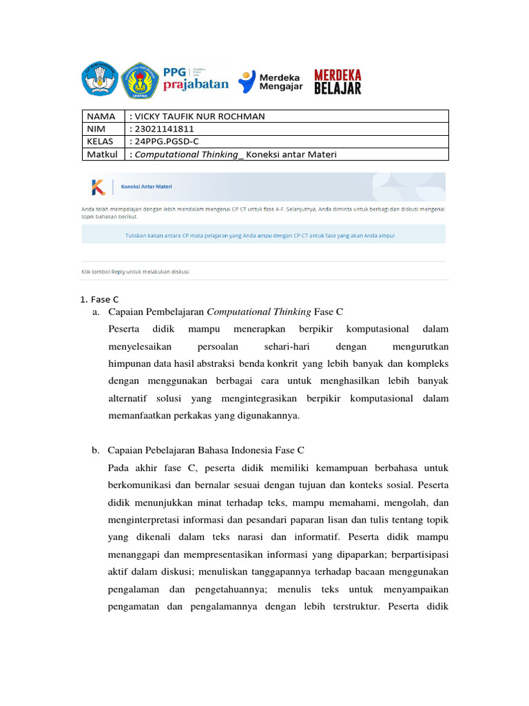 Vicky Taufik - CT - Koneksi Antar Materi | PDF