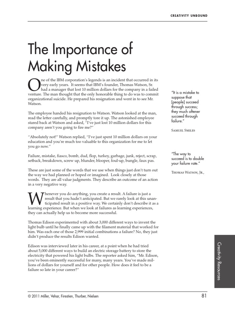 Failure Mistakes Pdf Thomas Edison