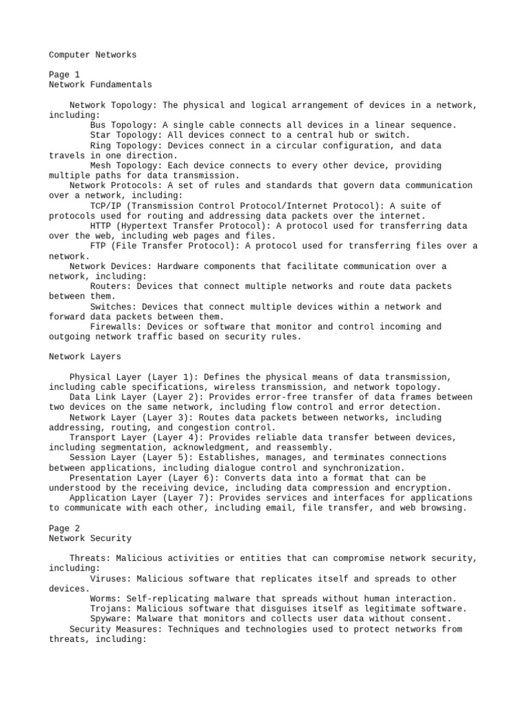 Class Note 3: Computer Networks | PDF | Computer Network | Network Topology
