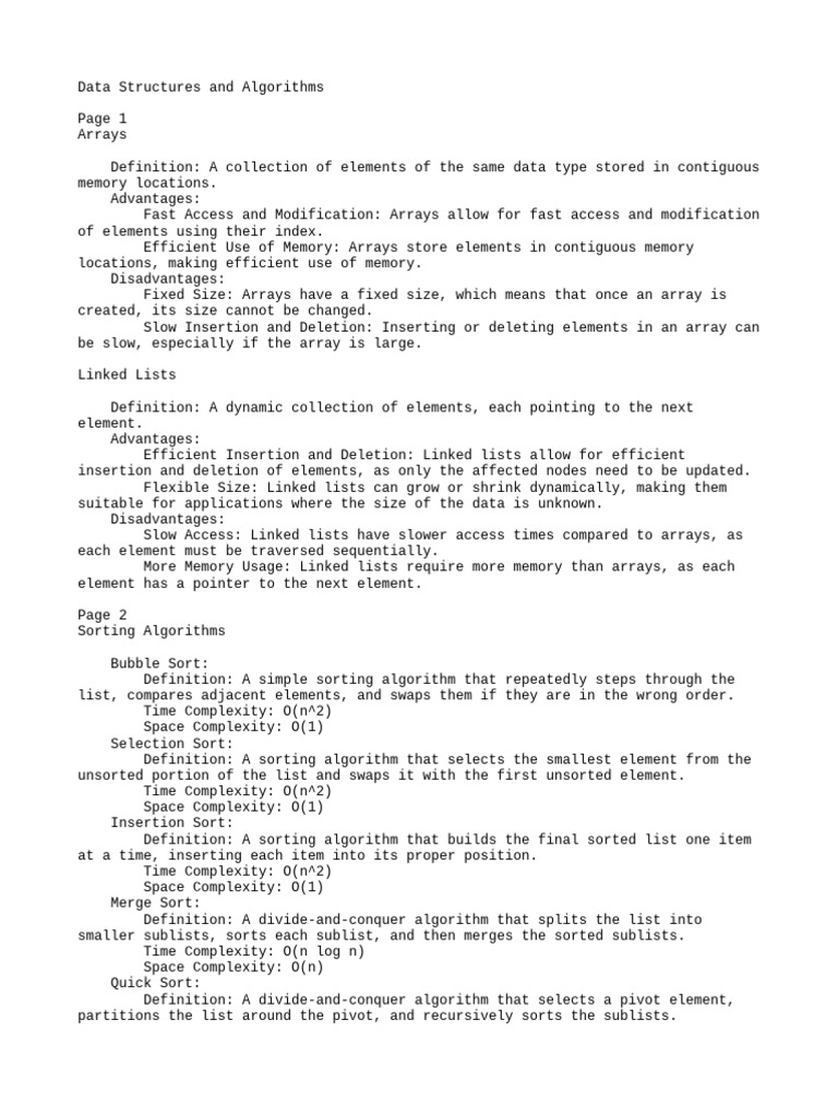 Class Note 2: Data Structures and Algorithms | PDF | Computer Data | Computer Science