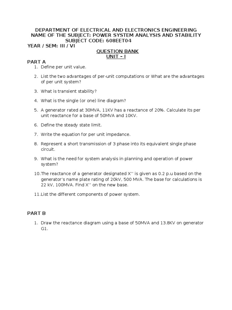 Psas Ut1-Qb | PDF | Electric Power System | Transformer
