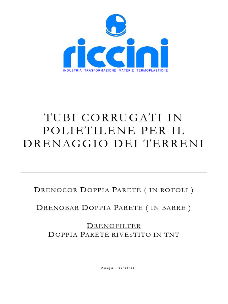 Manuale Tubi Drenaggio Riccini | PDF