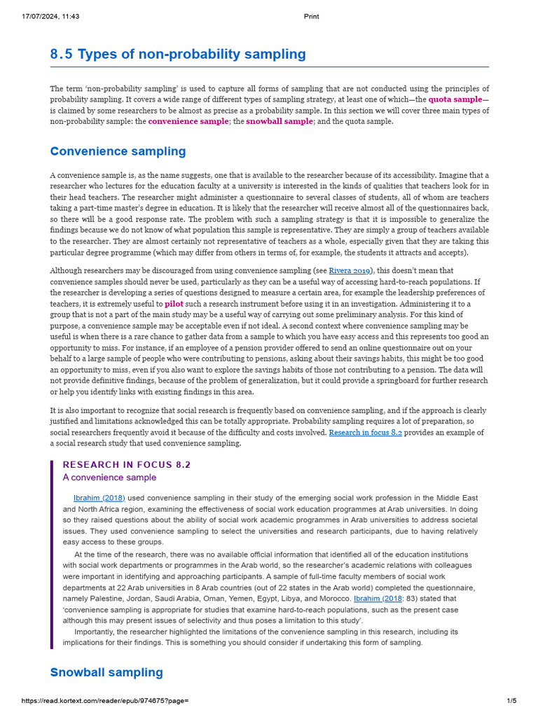 Bryman 2021 Non Probability Sampling | PDF | Sampling (Statistics) | Quantitative Research