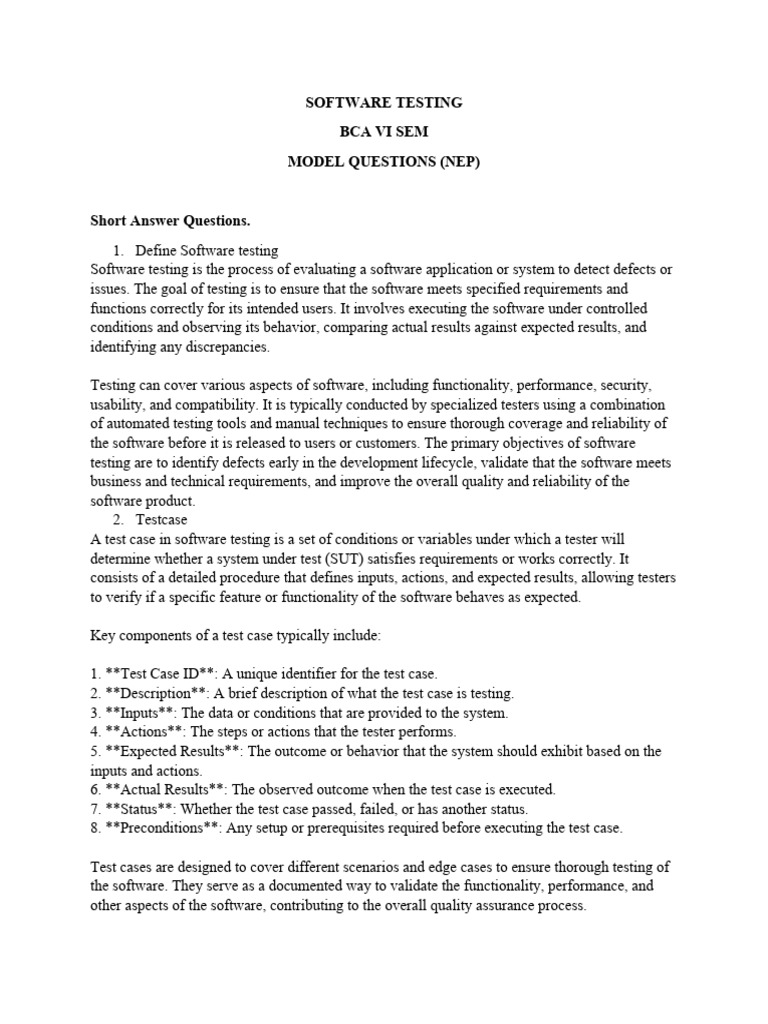 Software Testing Model Paper Answers Pdf Software Testing Inheritance Object Oriented