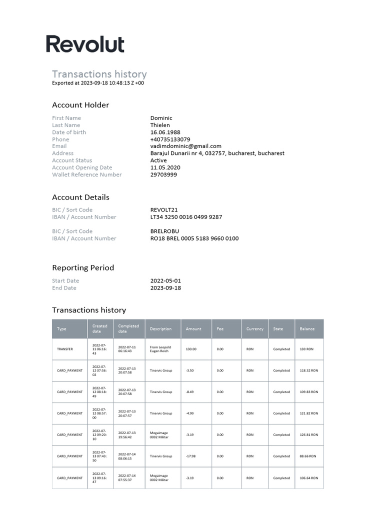 Transactions History | PDF | Money | Personal Finance